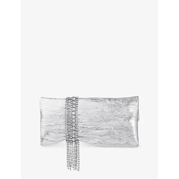 JIMMY CHOO Zandra Crystal-embellished Clutch - Silver/silver