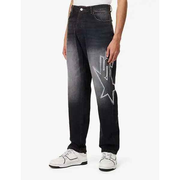 Trapstar Star Diamante-Embellished Straight-Leg Denim Jeans