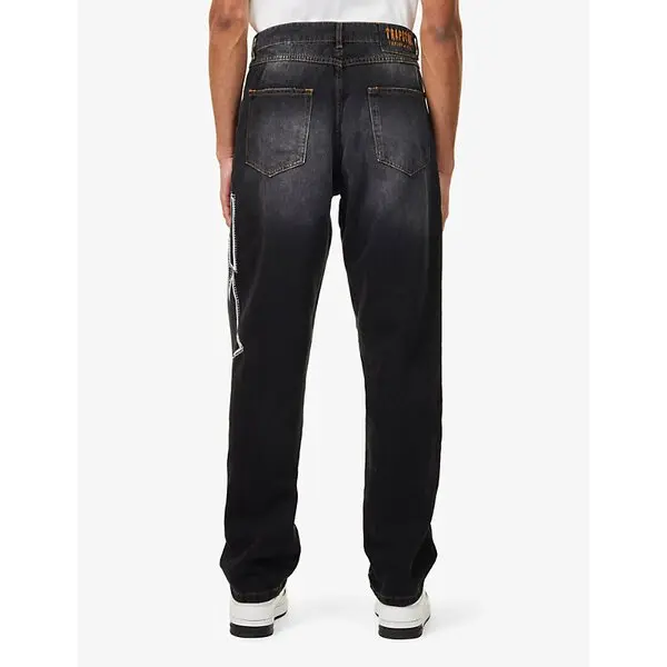 Trapstar Star Diamante-Embellished Straight-Leg Denim Jeans