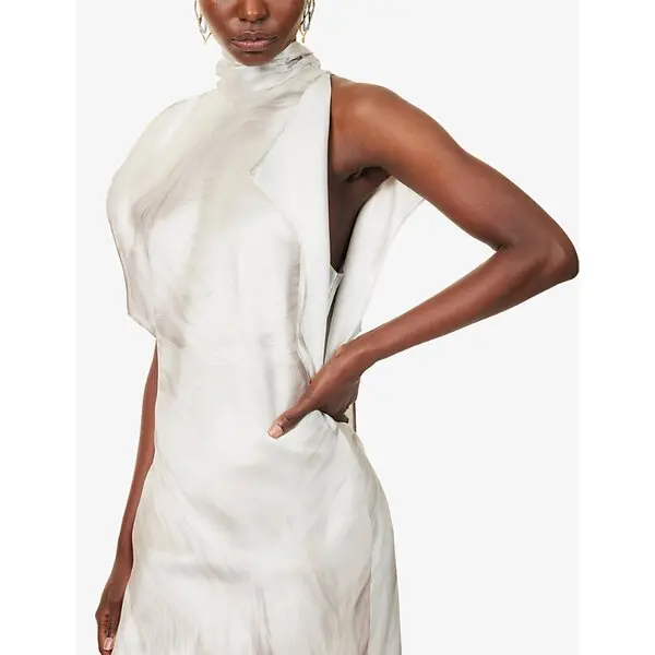 evie silk midi dress Evie Silk Jacquard Midi Dress in Cream Daisy Jacquard Champagne