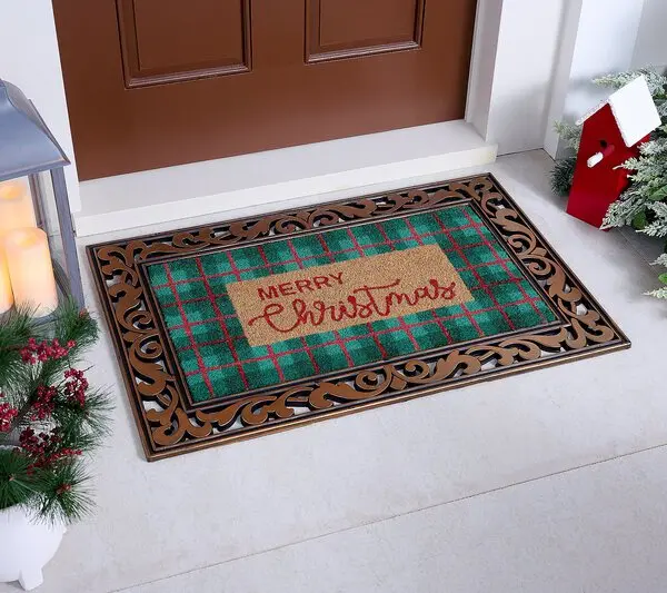 HOME REFLECTIONS As Is Set 4 Holiday Doormats W/ Rubber Base - One-color