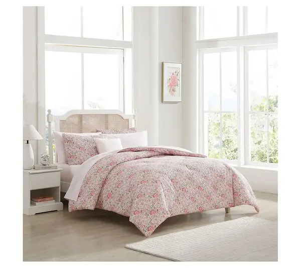 Laura Ashley Quartet Pink King Comforter Bed I A Bag Set