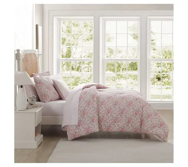 Laura Ashley Quartet Pink Queen Comforter Bed I N A Bag Set