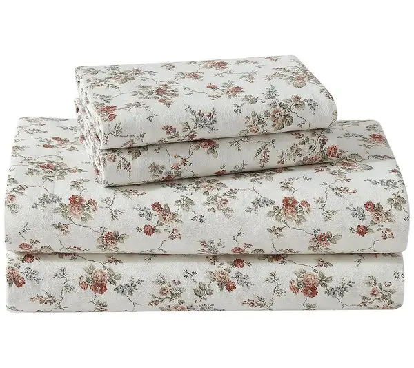Laura Ashley Le Fleur Twin Flannel Sheet Set - One-color