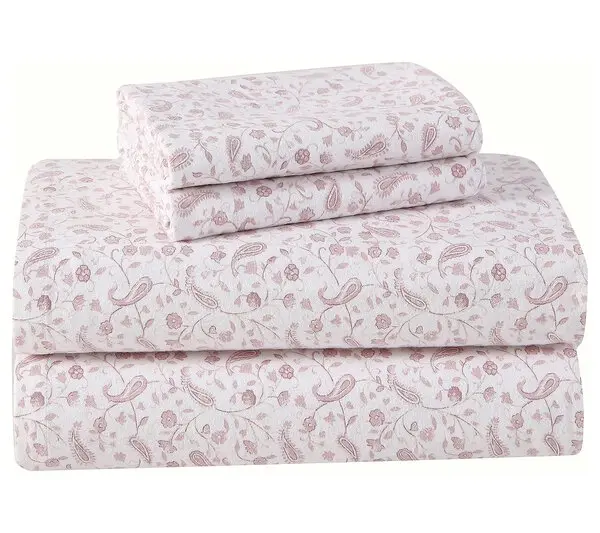 Laura Ashley Paisley Prance Pink Full Flannel S Heet Set - One-color