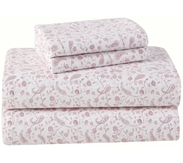 Laura Ashley Paisley Prance Pink Twin Flannel S Heet Set - One-color