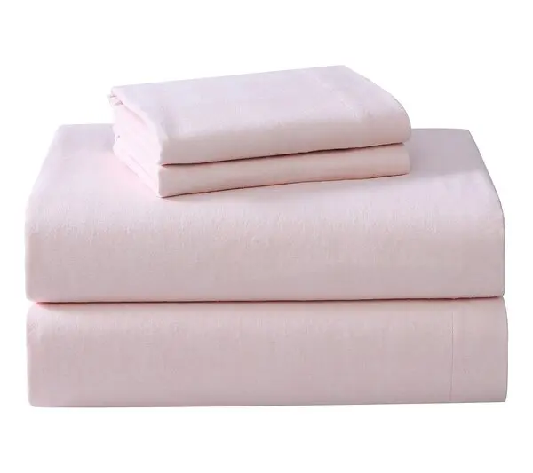 Laura Ashley Solid Pink Full Flannel Sheet Set - One-color