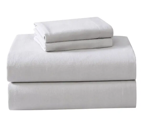 Laura Ashley Solid Grey Full Flannel Sheet Set - One-color