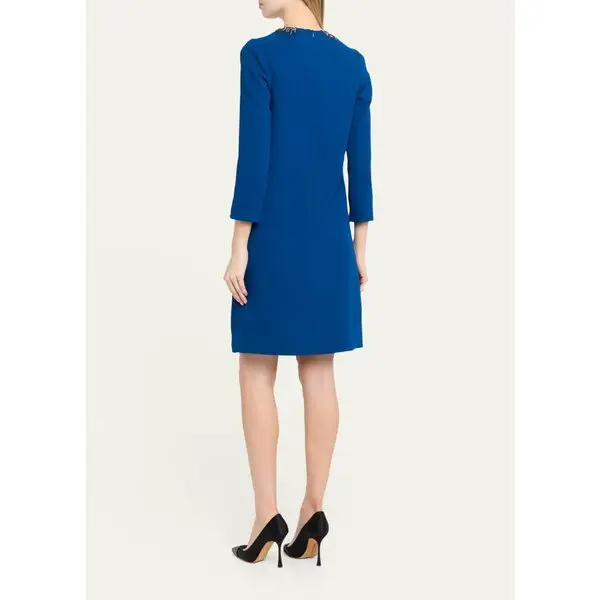 Rickie Freeman For Teri Jon Rhinestone-trim Crepe A-line Dress
