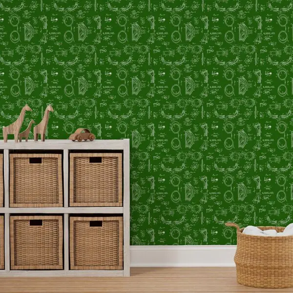 Spoonflower Steampunk Inventor Chalkboard Custom Removable Wallpaper