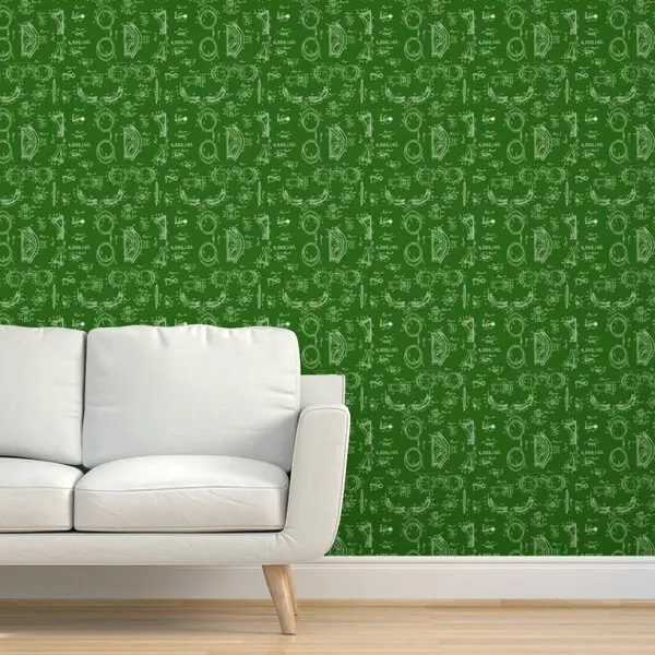 Spoonflower Steampunk Inventor Chalkboard Custom Removable Wallpaper