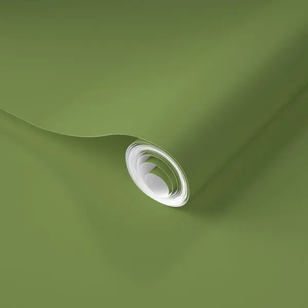 Spoonflower Apple Solid Color Medium Coriander Custom Pre-pasted Wallpaper - Green