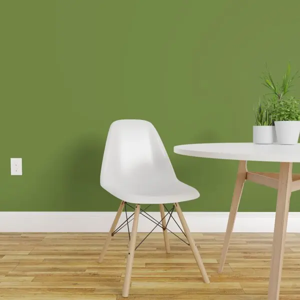 Spoonflower Apple Solid Color Medium Coriander Custom Pre-pasted Wallpaper - Green
