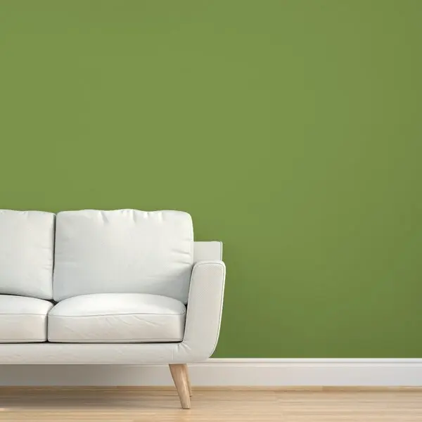 Spoonflower Apple Solid Color Medium Coriander Custom Pre-pasted Wallpaper - Green