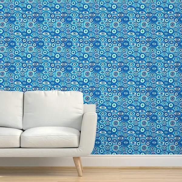 Spoonflower Eye Eyes Myth Evil Greece Custom Pre-pasted Wallpaper