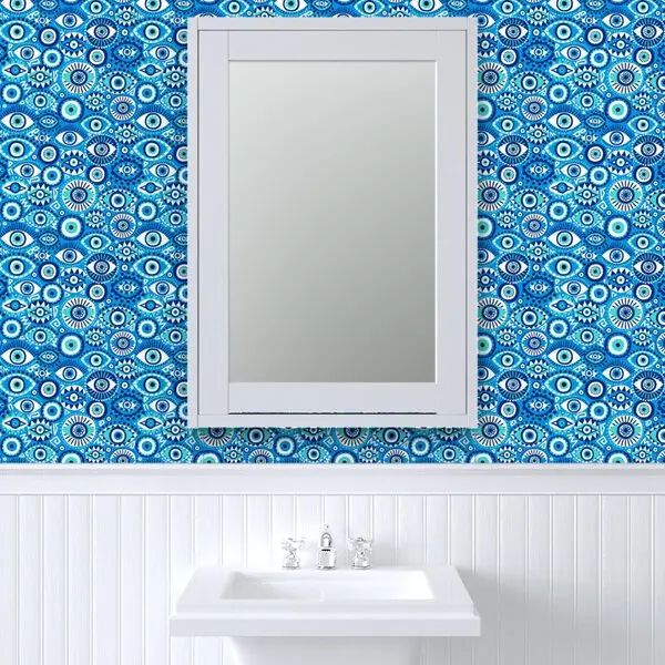 Spoonflower Eye Eyes Myth Evil Greece Custom Pre-pasted Wallpaper