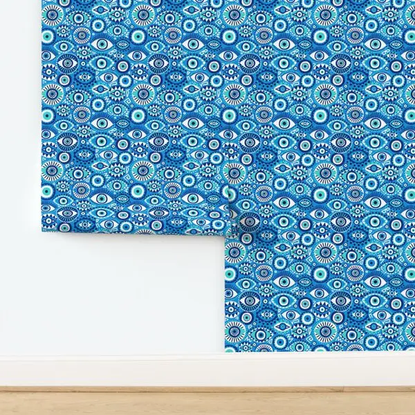 Spoonflower Eye Eyes Myth Evil Greece Custom Pre-pasted Wallpaper