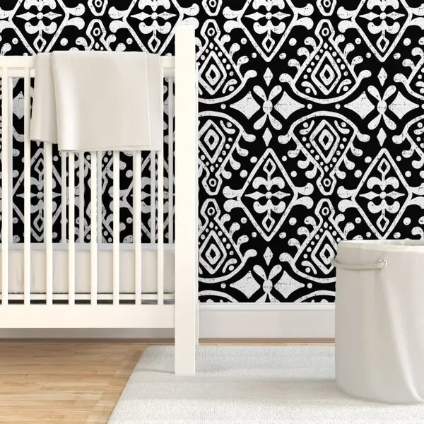 Spoonflower Mod Cloth Geometric Ethnic Moroccan Block Tribal Custom Removable Wallpaper