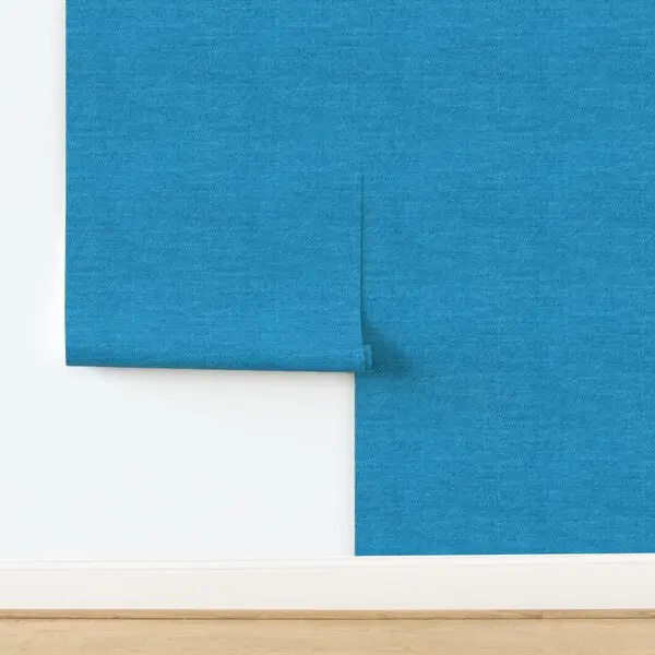 Spoonflower Coordinate Texture Mid Century Modern Solid Custom Pre-pasted Wallpaper - Blue