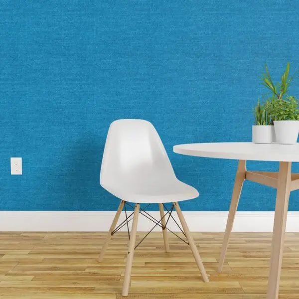Spoonflower Coordinate Texture Mid Century Modern Solid Custom Pre-pasted Wallpaper - Blue