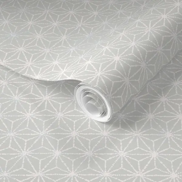 Spoonflower Geometric Shibori Silver Custom Pre-pasted Wallpaper - Silver,gray