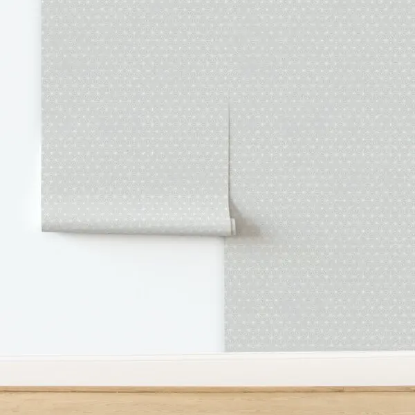 Spoonflower Geometric Shibori Silver Custom Pre-pasted Wallpaper