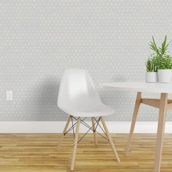 Spoonflower Geometric Shibori Silver Custom Pre-pasted Wallpaper
