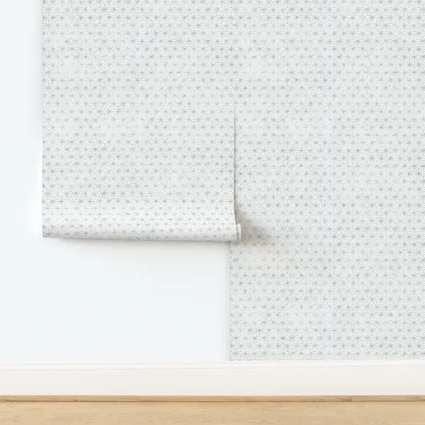 Spoonflower Silver Shibori Hoshi Star Custom Pre-pasted Wallpaper - Silver,gray