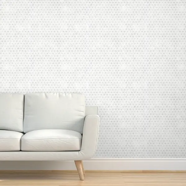 Spoonflower Silver Shibori Hoshi Star Custom Pre-pasted Wallpaper - Silver,gray