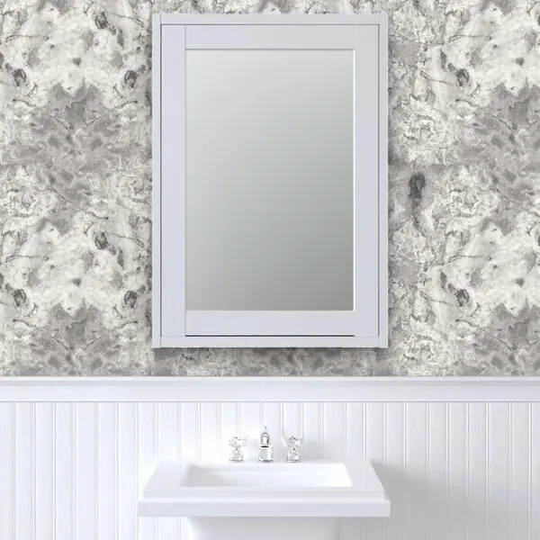 Spoonflower Geology Abstract Texture Ocean Sea Water Carrara Custom Pre-pasted Wallpaper - Gray,white