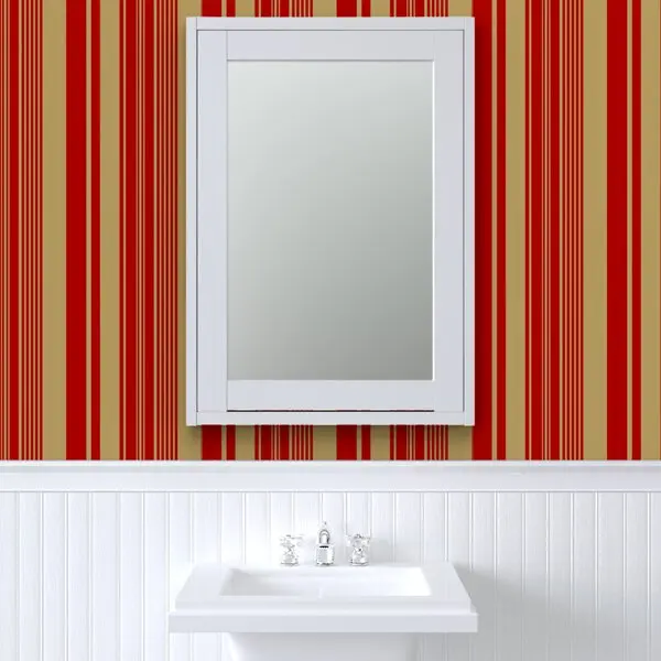 Spoonflower Red Gold Stripes Coordinate Nfl Team Colors Custom Pre-pasted Wallpaper
