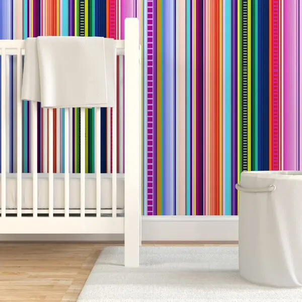 Spoonflower Serape Multicolor Mexican Stripe Colorful Custom Removable Wallpaper
