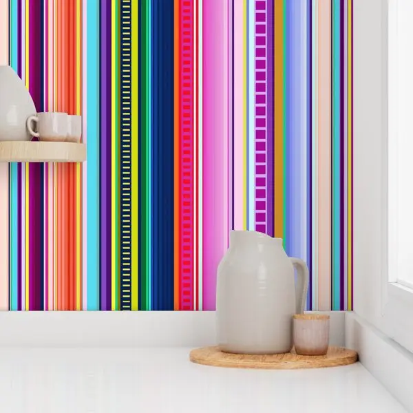 Spoonflower Serape Multicolor Mexican Stripe Colorful Custom Removable Wallpaper