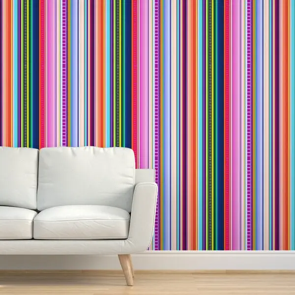 Spoonflower Serape Multicolor Mexican Stripe Colorful Custom Removable Wallpaper