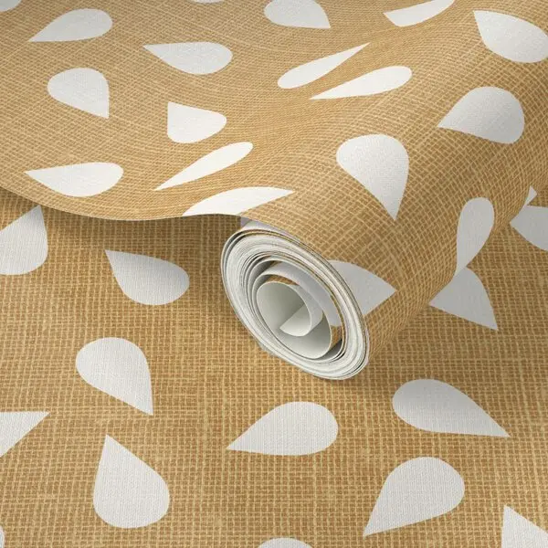 Spoonflower Yellow Summer Mustard Sunshine Golden Custom Removable Wallpaper - Brown,white,beige