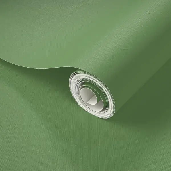 Spoonflower Simple Plain Solid Custom Pre-pasted Wallpaper - Green