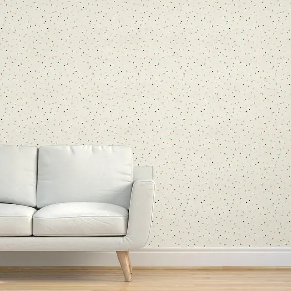 Spoonflower Confetti Dot Medium Dots 100% Natural Sisal Grasscloth Wallcovering