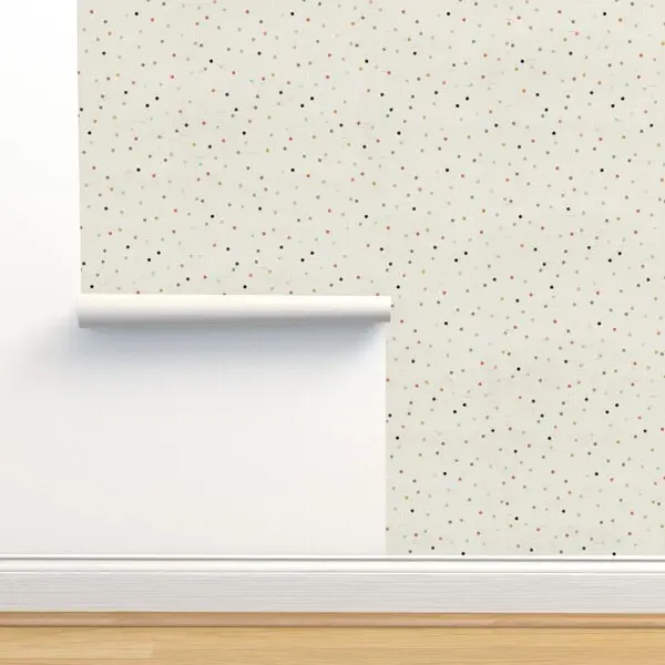Spoonflower Confetti Dot Medium Dots 100% Natural Sisal Grasscloth Wallcovering