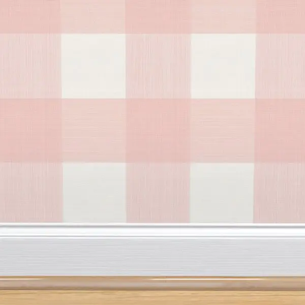 Spoonflower Ballet Slipper Buffalo Plaid 100% Natural Sisal Grasscloth Wallcovering - Pink,gray
