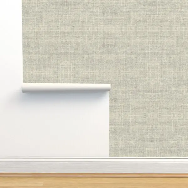 Spoonflower Linen Tweed Gray Ivory Texture 100% Natural Sisal Grasscloth Wallcovering