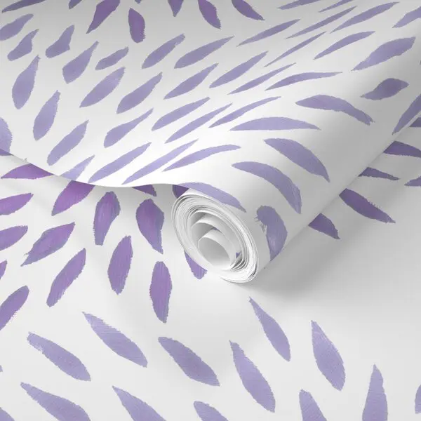 Spoonflower Mums Purple Lavender Lilac Decor Custom Pre-pasted Wallpaper - Purple,white,gray