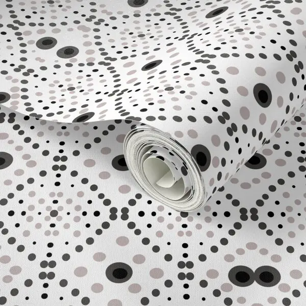 Spoonflower Black White Diamonds Grey Circles Geometric Custom Pre-pasted Wallpaper - White,gray,red