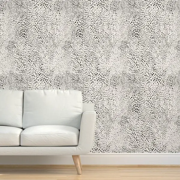 Spoonflower Black Animal Spots 100% Natural Sisal Grasscloth Wallcovering
