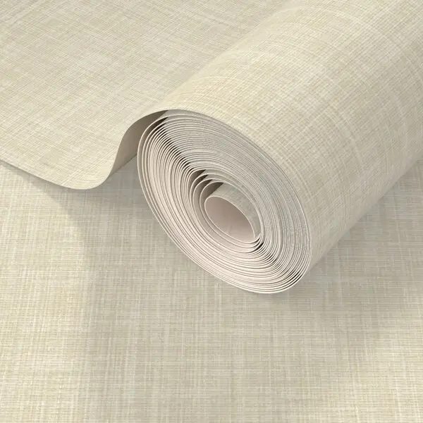 Spoonflower Flax Texture Look Natural Neutral Custom Pre-pasted Wallpaper - Gray