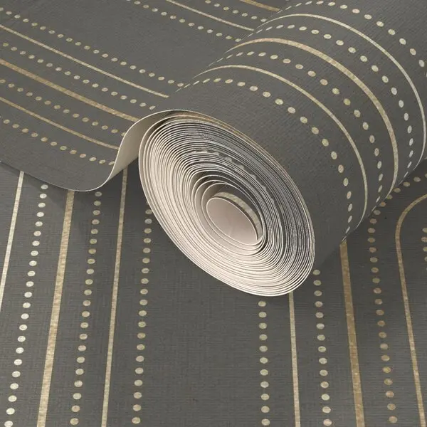 Spoonflower Art Deco Rounded Columns Dark Grey Gold Foil Large 100% Natural Sisal Grasscloth Wallcovering - Gray,gold,yellow