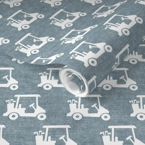 Spoonflower Golf Carts Tee Time Custom Pre-pasted Wallpaper