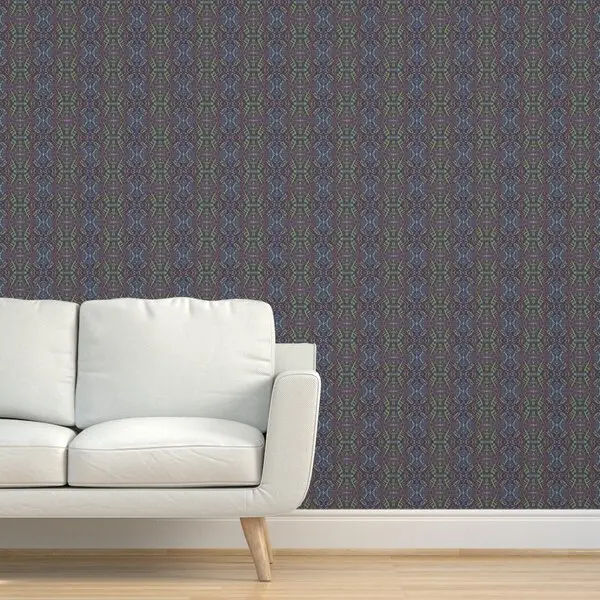 Spoonflower Abstract Mirrored Indigo Tie Dye 100% Natural Sisal Grasscloth Wallcovering