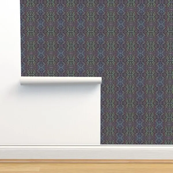 Spoonflower Abstract Mirrored Indigo Tie Dye 100% Natural Sisal Grasscloth Wallcovering