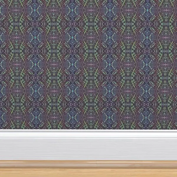 Spoonflower Abstract Mirrored Indigo Tie Dye 100% Natural Sisal Grasscloth Wallcovering