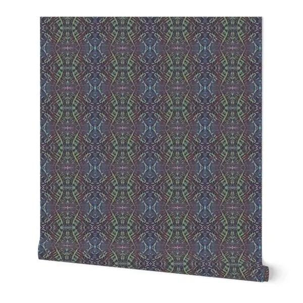 Spoonflower Abstract Mirrored Indigo Tie Dye 100% Natural Sisal Grasscloth Wallcovering